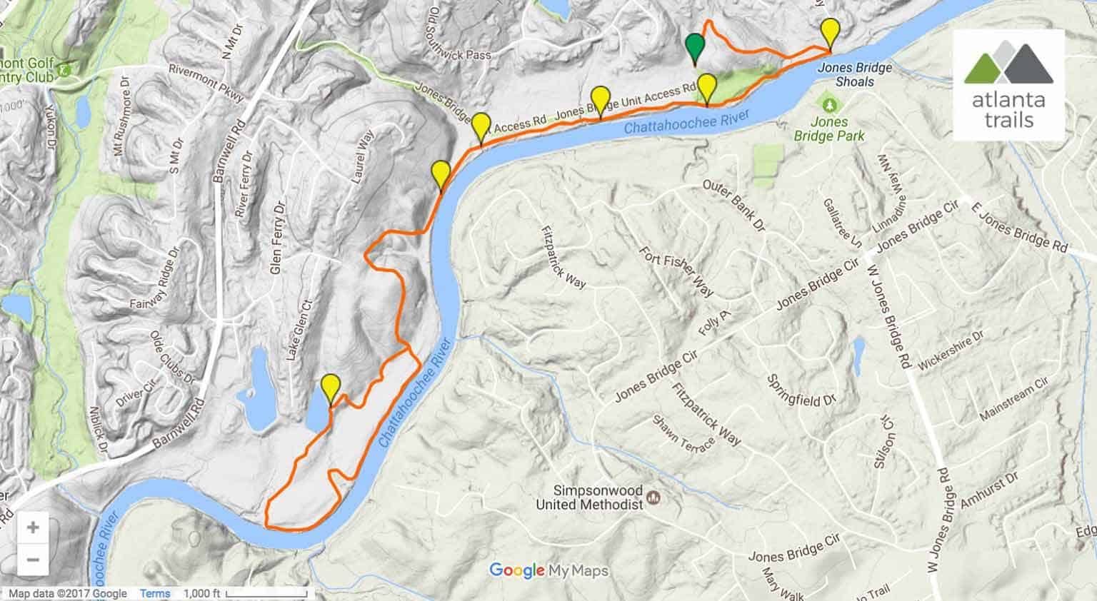 Jones Bridge Park Trail at the Chattahoochee River